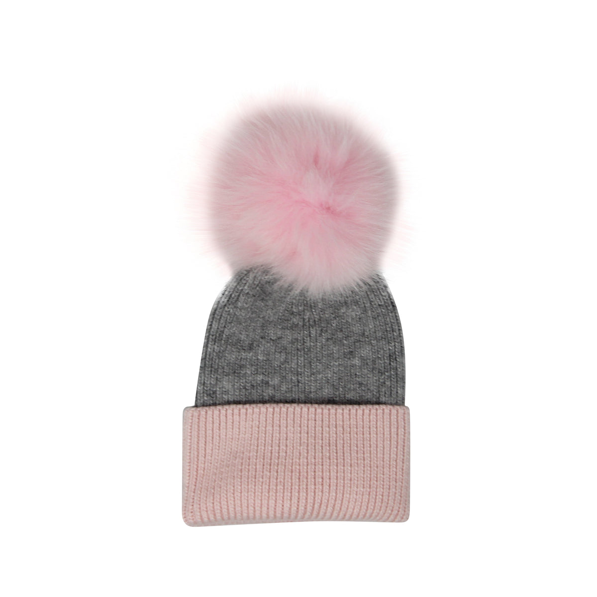 Baby Grey and Baby Pink Two Tone Angora - Baby Pink Fox Pom Pom – The ...